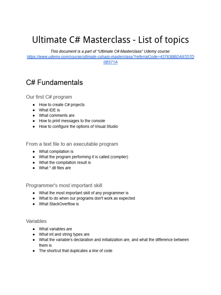Ultimate C# Masterclass Overview | PDF | Language Integrated Query | C ...