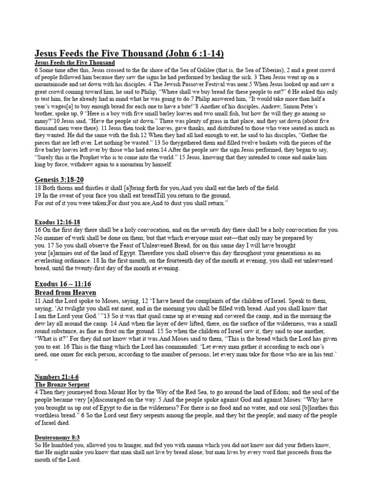 Jesus Feeds 5000: Miracle Explained | PDF | Jesus | Bible Content
