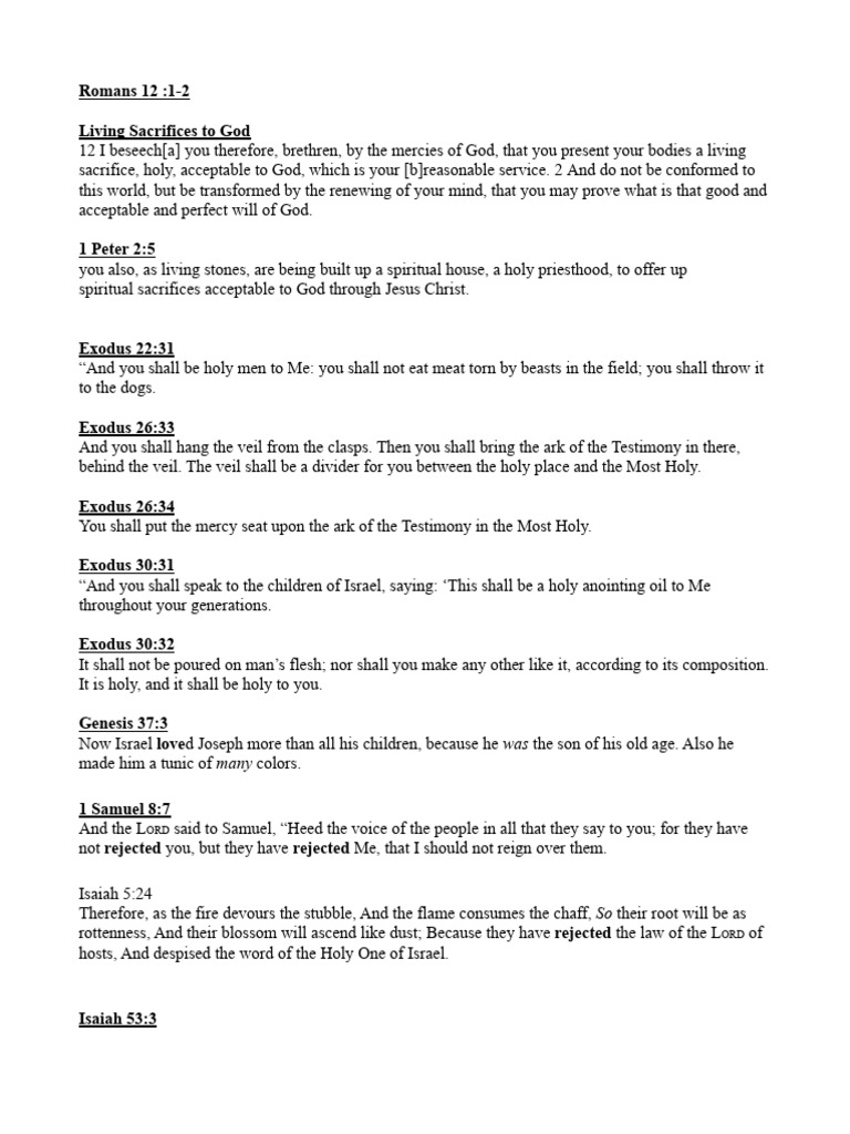 Living Sacrifices in Romans 12 | PDF | Book Of Exodus | Sacrifice