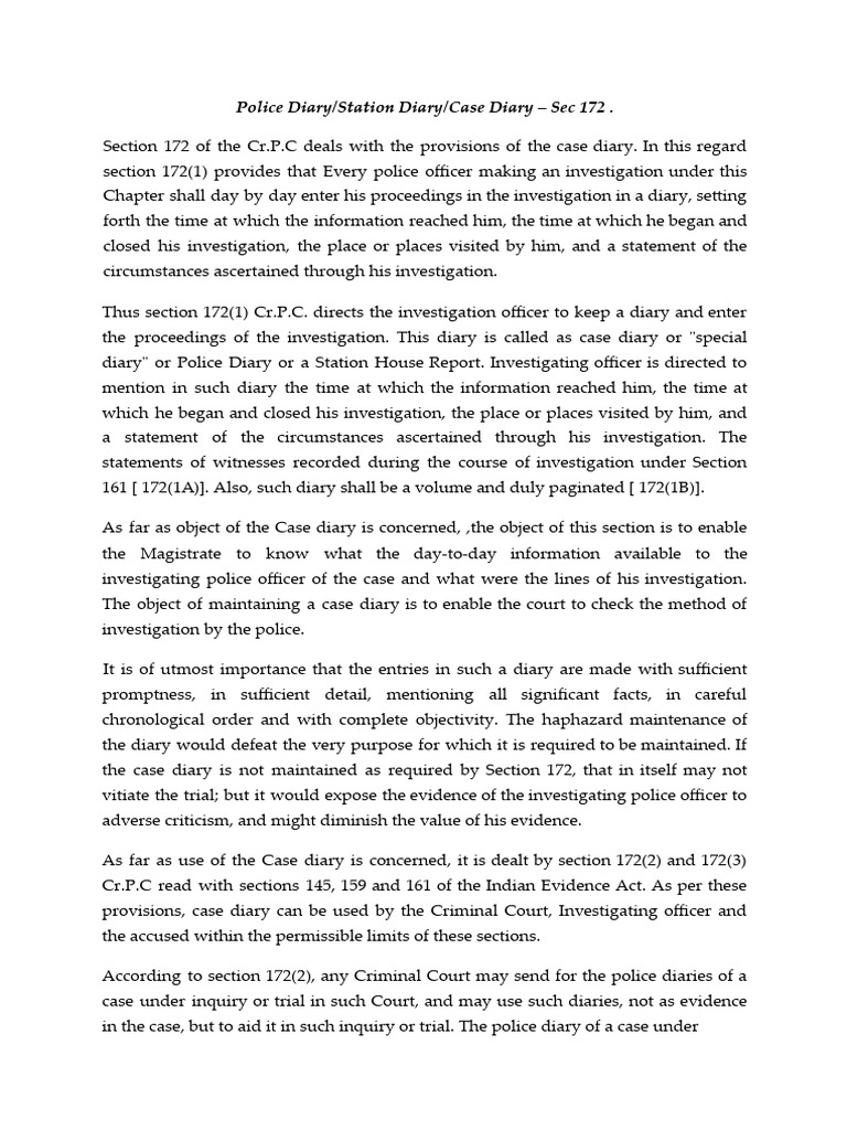 Police Diary and General Diary Overview | PDF | Police | Trials