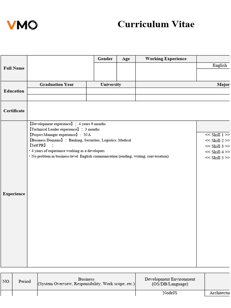 (Template) VMO CV v1.0 | Download Free PDF | Debugging | Databases