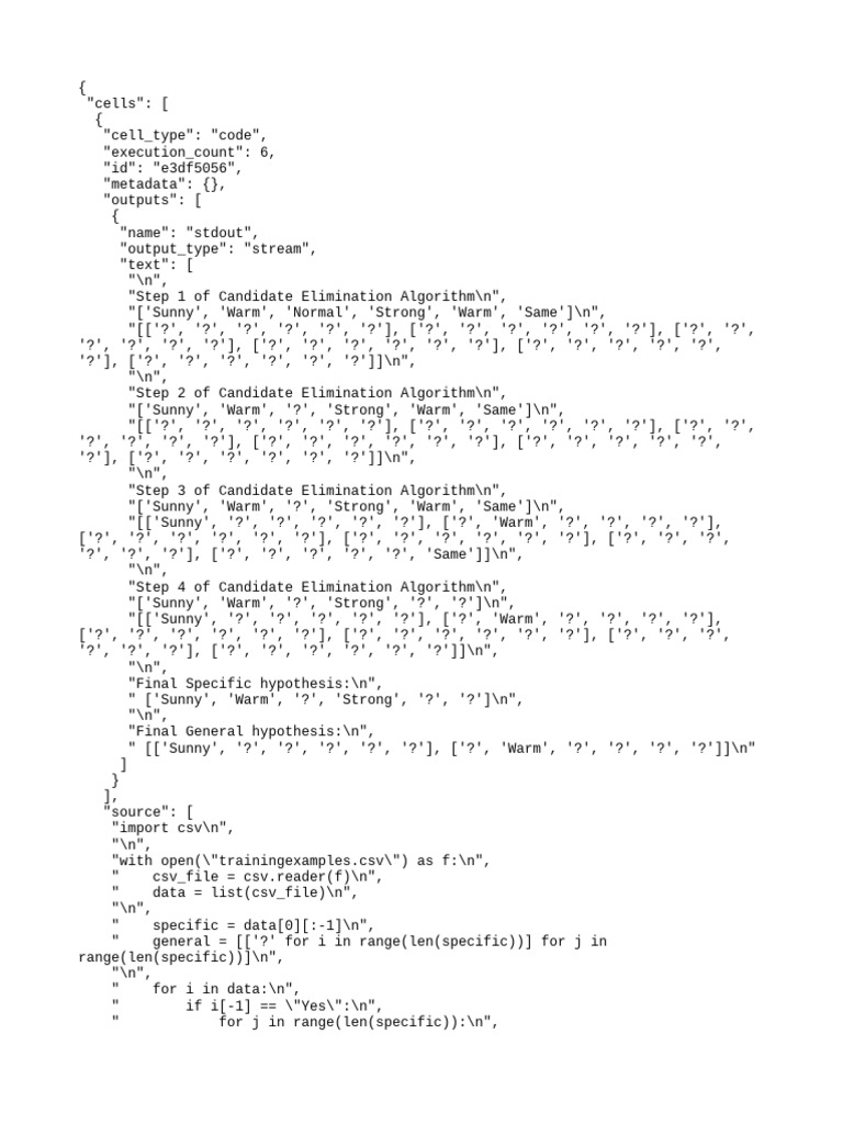 Candidate-Elimination - Ipynb | PDF | Computer File | Data Management