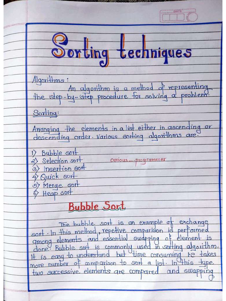 Sorting in DSA ? | PDF Sorting in DSA ? | PDF