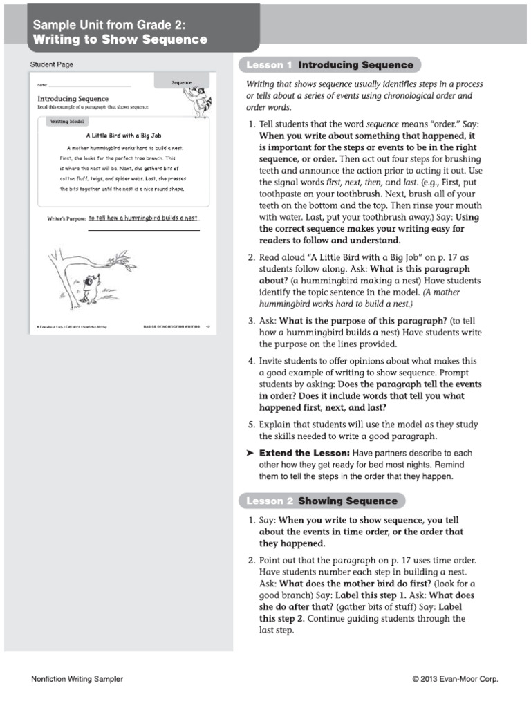 Grade 2 Writing Sample For SP | PDF