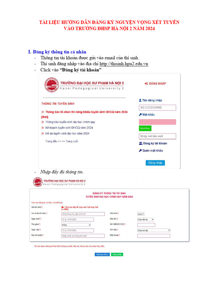 3.HDSD - Dang Ky Xet Tuyen Thang, Hoc Ba, DGNL (Thi Sinh) - New | PDF