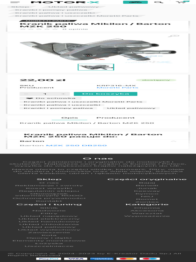 Kranik Paliwa Mikilon Barton MZK 250 - Motor-X.pl - Sklep Motocyklowy | PDF