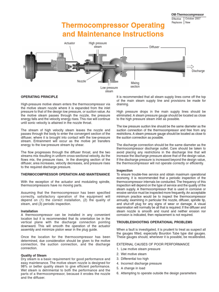 Kadant - Thermocompressor Operation and Maintenance | PDF | Electrical ...