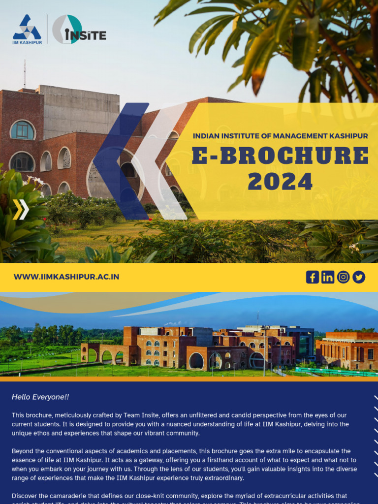 IIM Kashipur E-Brochure 2024 - Team INSITE | PDF | Master Of Business Administration | Libraries