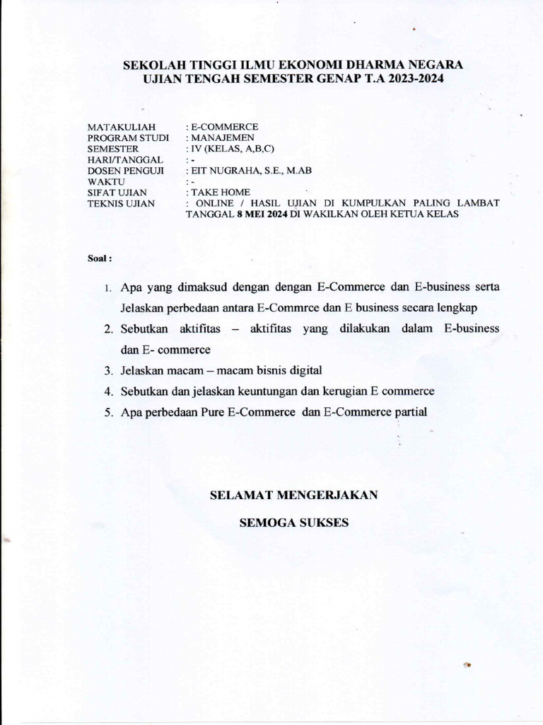 Soal Uts E-commerce | PDF