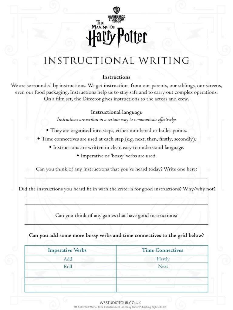 Activity Sheet Instructional Writing Pdf