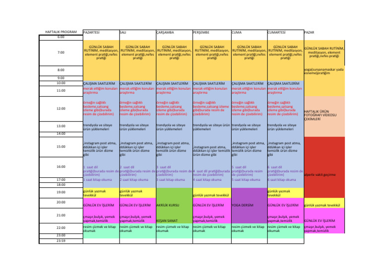 Haftalik Programim | PDF