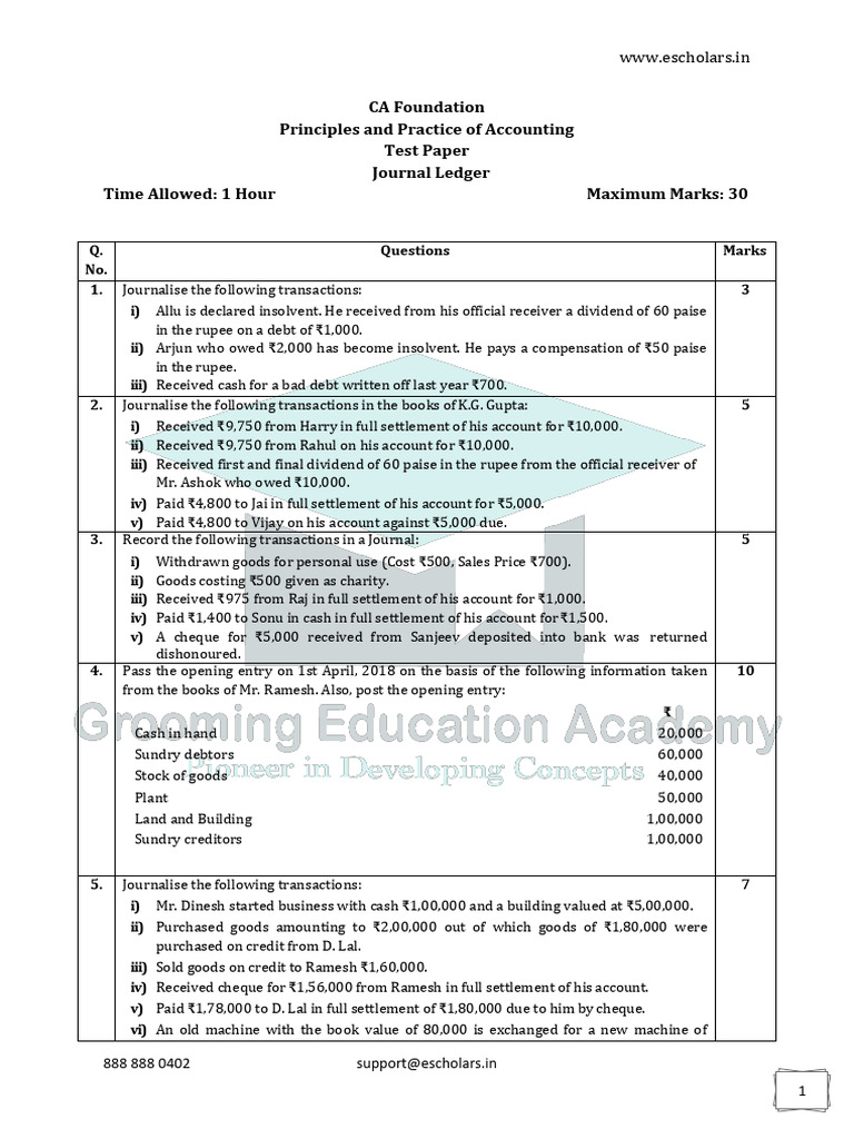 A1 SA (Basic of Journal Entries) Assignment | Download Free PDF ...