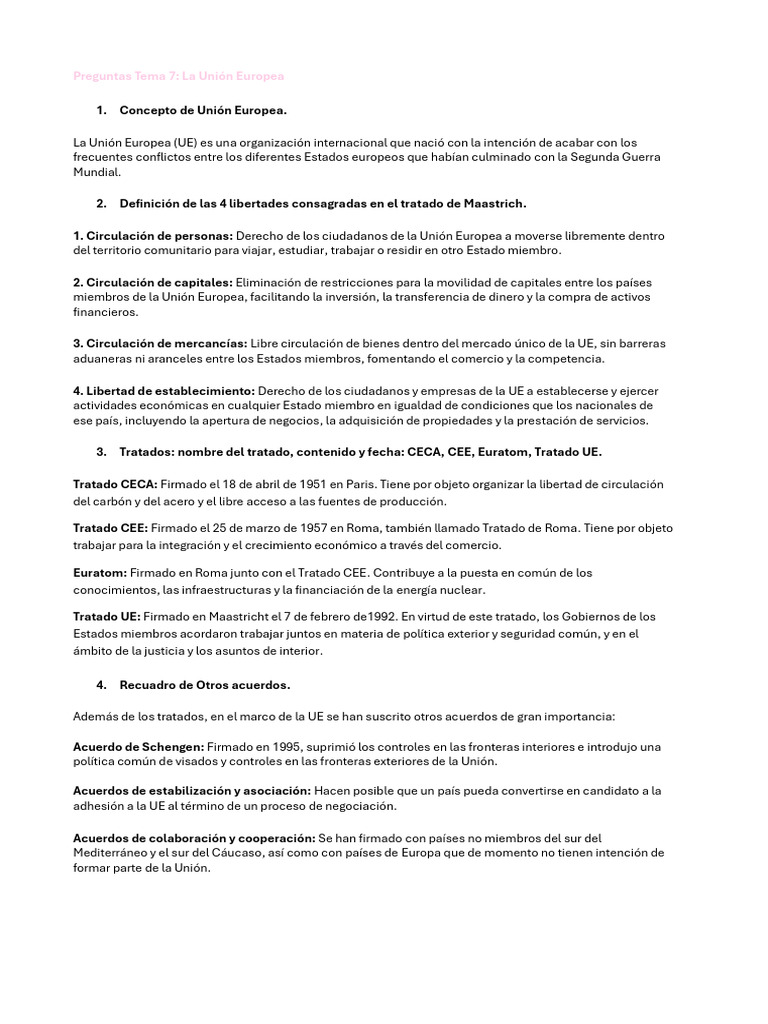 Tema 7 Derecho | PDF | Parlamento Europeo | Política mundial