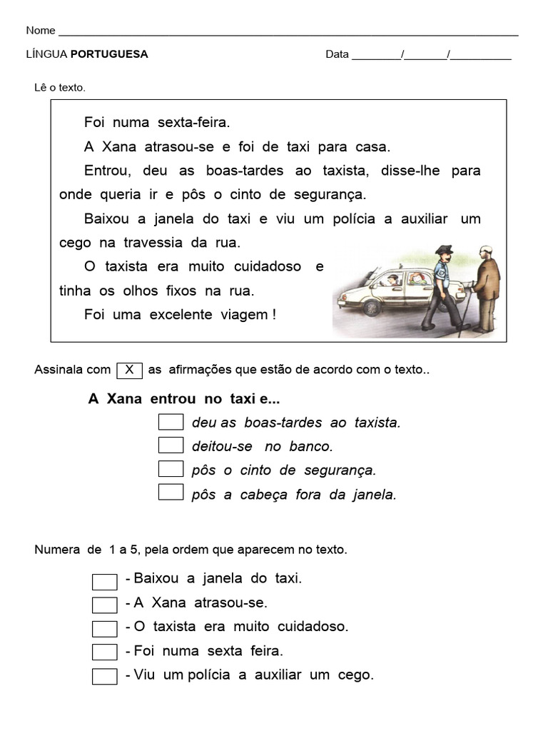 Ficha Portugues 1 Ano Casos de Leitura X | PDF