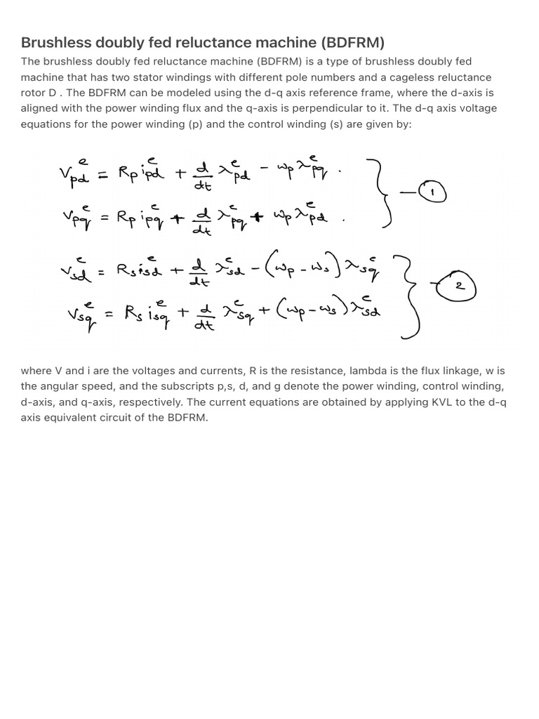 Brushless Doubly Fed Reluctance Machine (BDFRM) | PDF