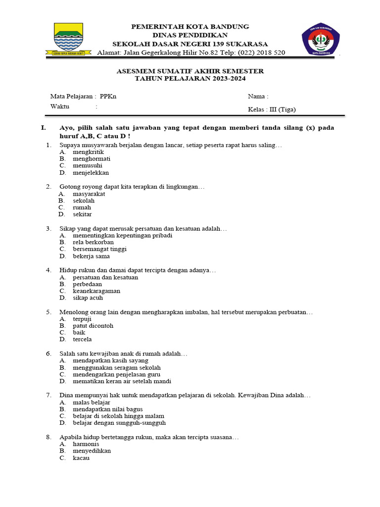 Soal Asas PPKN | PDF | Karier & Perkembangan