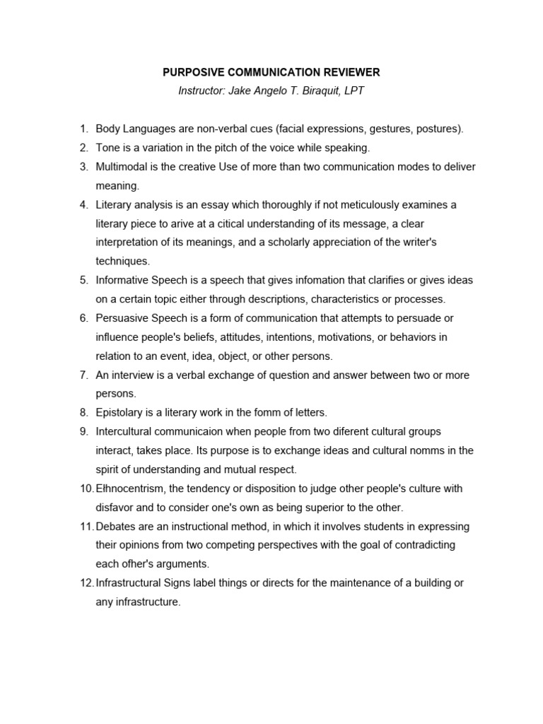 PurcomReviewer | PDF | Communication | Human Communication