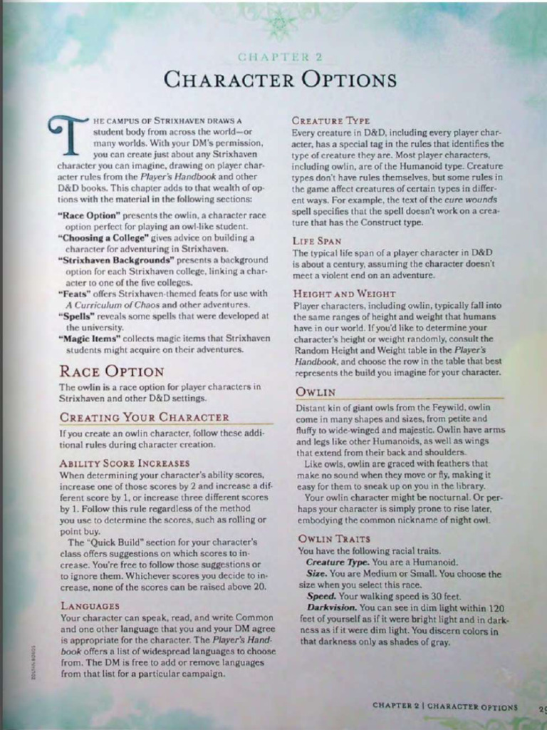 Character Option From Strixhaven | PDF