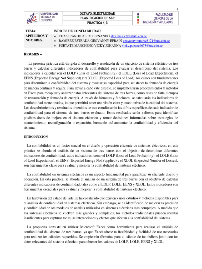 Tra Pra 4 3 GRUPAL | PDF | Ingeniería de confiabilidad | Vatio