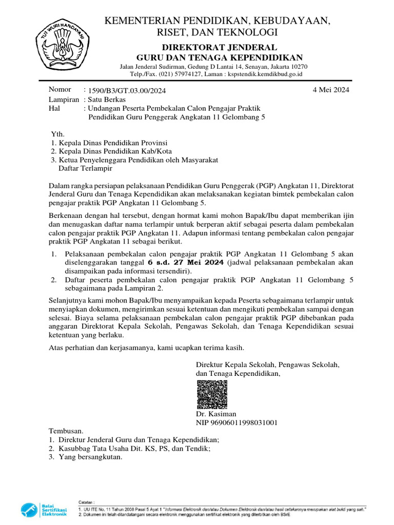 1590 - Undangan Pembekalan CPP11 Gel 5 - Peserta | PDF