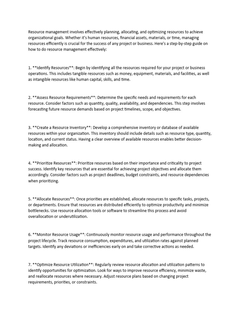 Resource Management | PDF | Resource | Inventory