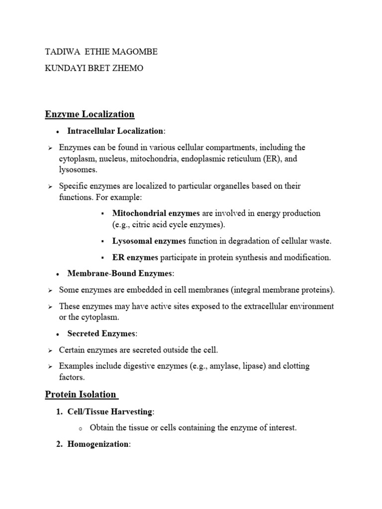 Enzyme Localization and Purification Techniques | PDF | Protein ...