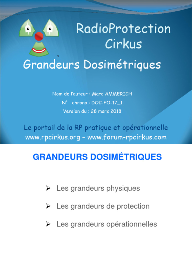 DOC-FO-17 1 Grandeurs Dosimetriques | PDF | Radioprotection | Dose absorbée