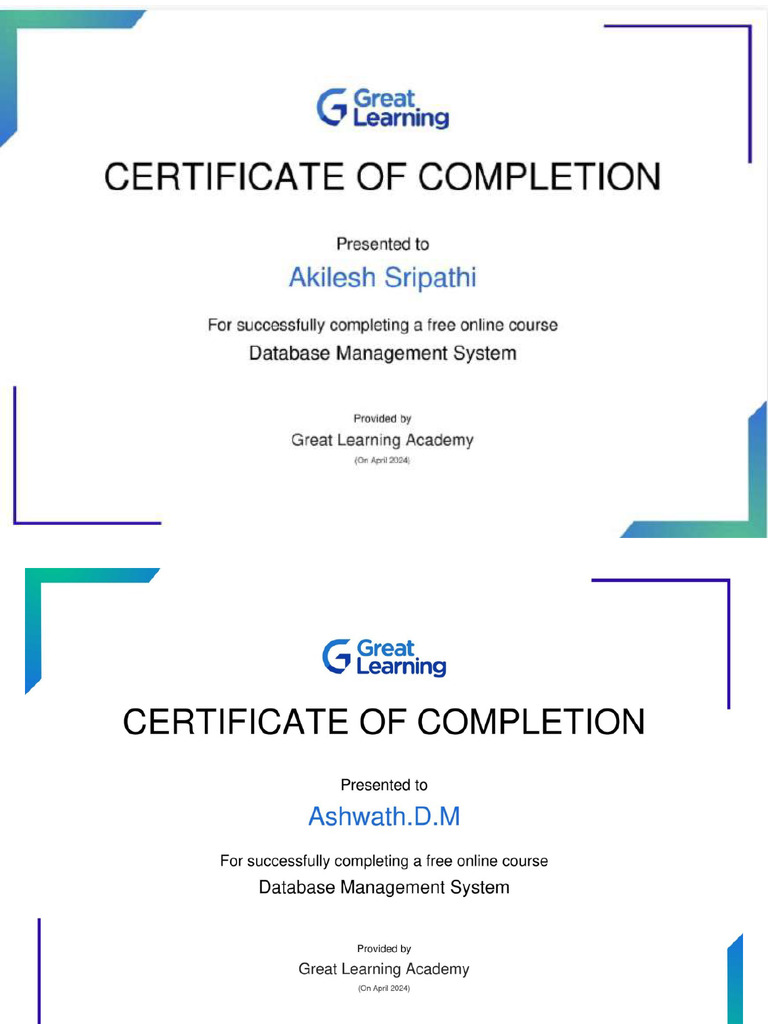 Dbms Certificates | PDF