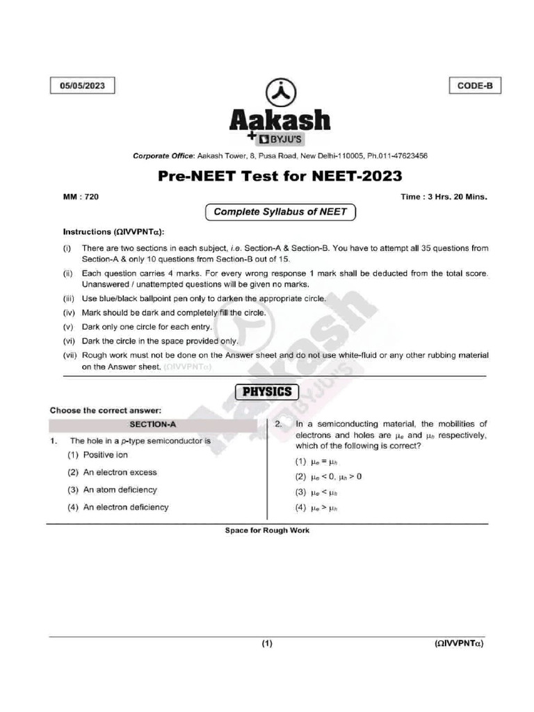 Pre-NEET (Code-B) | PDF