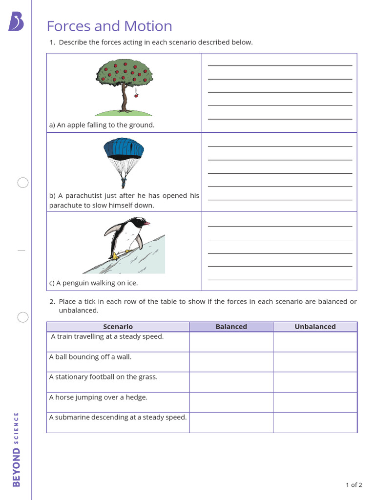 KS3 Forces and Motion Differentiated Homework Worksheet HA | PDF ...