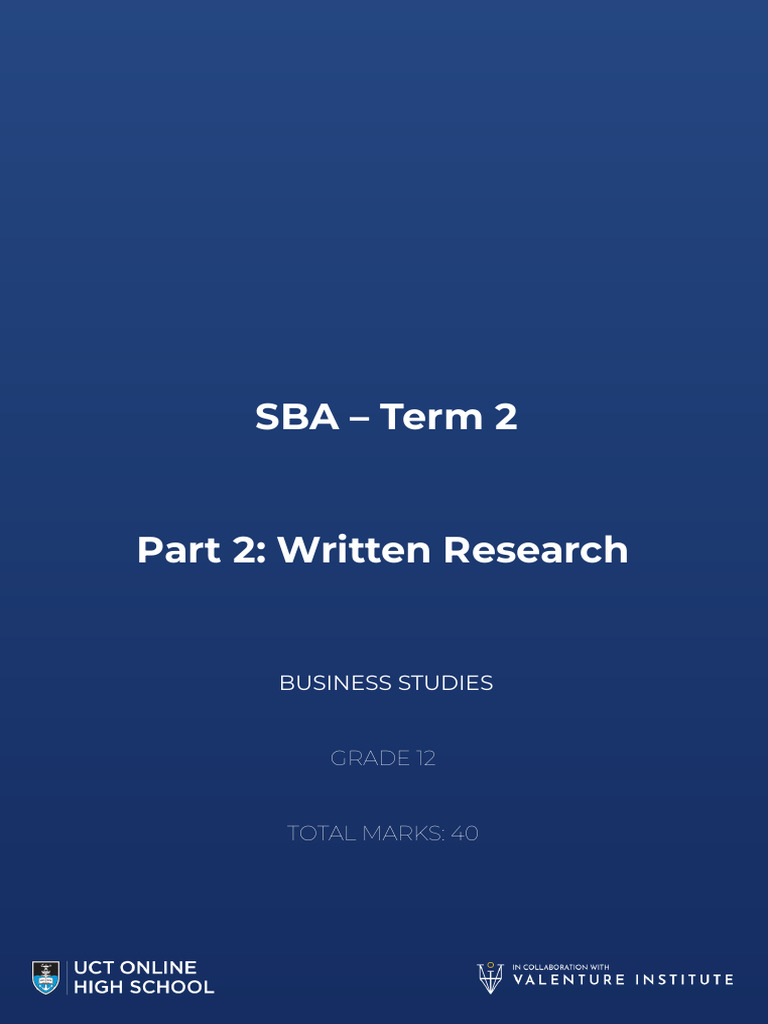 G12 - Business Studies - Term 2 - SBAM18 Part 2 | PDF | Plagiarism | Leadership