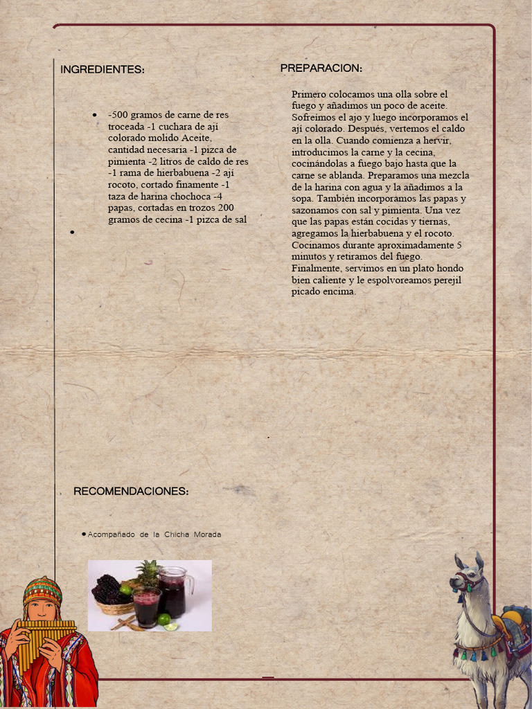 Sopa de Chochoca con Cecina Receta | PDF