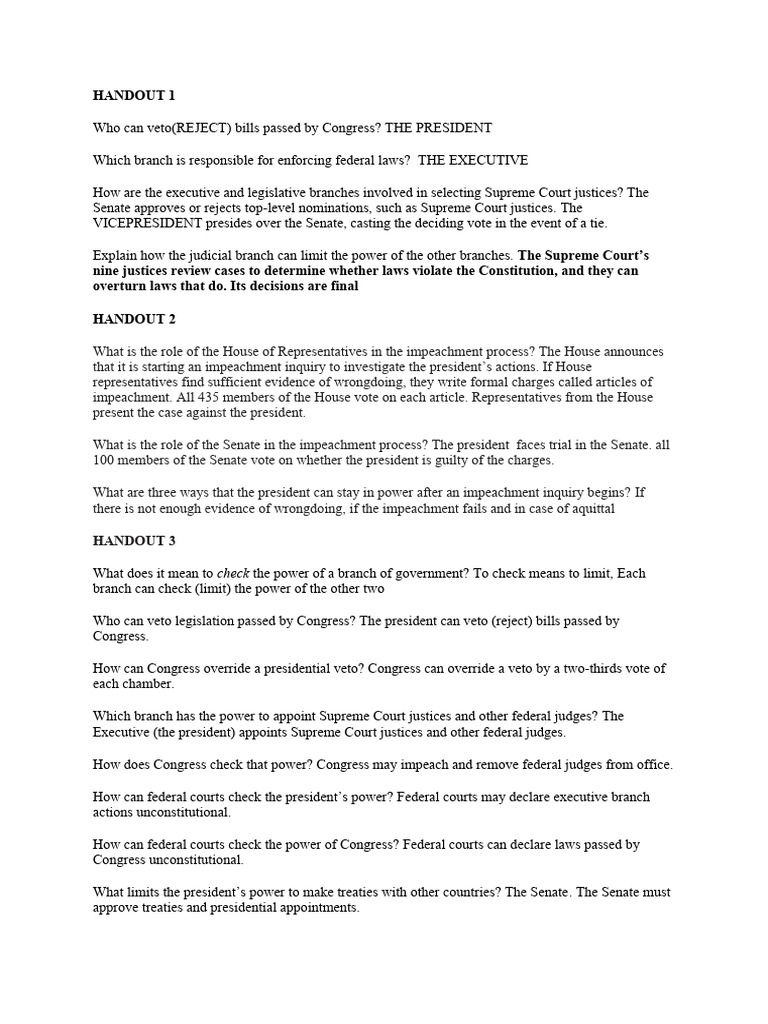 HANDOUTS ENGLEZA | PDF | American Government | Presidents Of The United ...