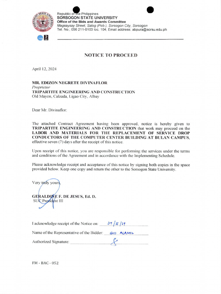 Replacement of Service Drop Conductors of The Computer Center Buidling ...