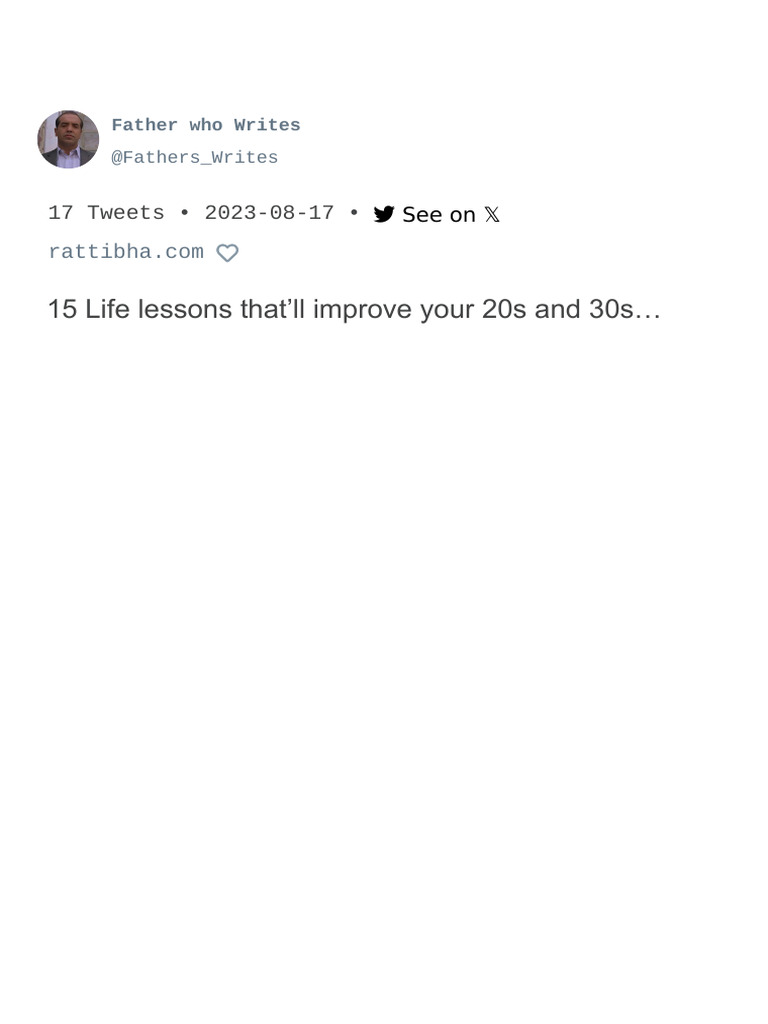 15 - Life - Lessons - That'll - Thread - by - Fathers - Writes - Aug 17 ...