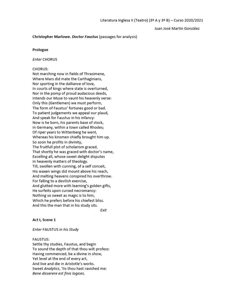 Doctor Faustus. Passages For Analysis | PDF | Angel | Soul