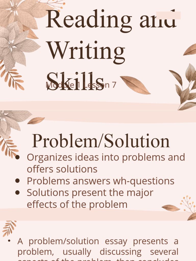 Problem/Solution Essay Writing Guide | PDF | Cognition | Human ...