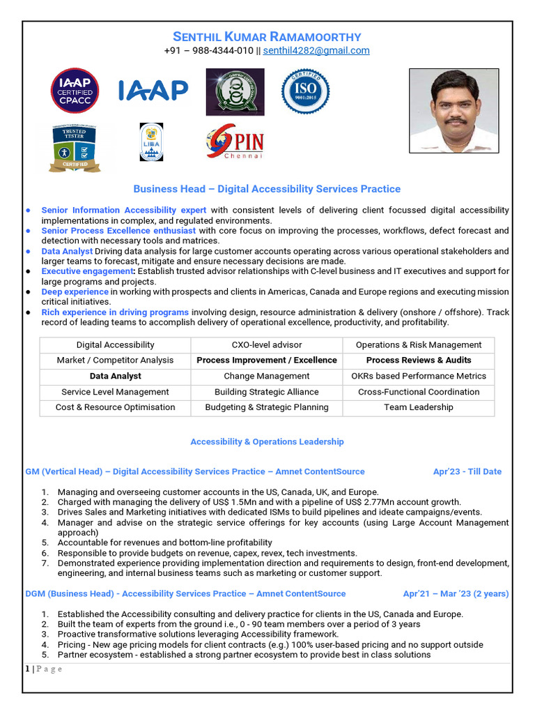 Senthil Kumar Ramamoorthy - 3.5 | PDF | Accessibility | Business