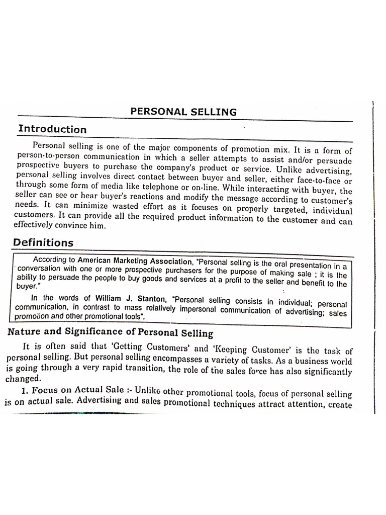 Unit 3-Personal Selling | PDF