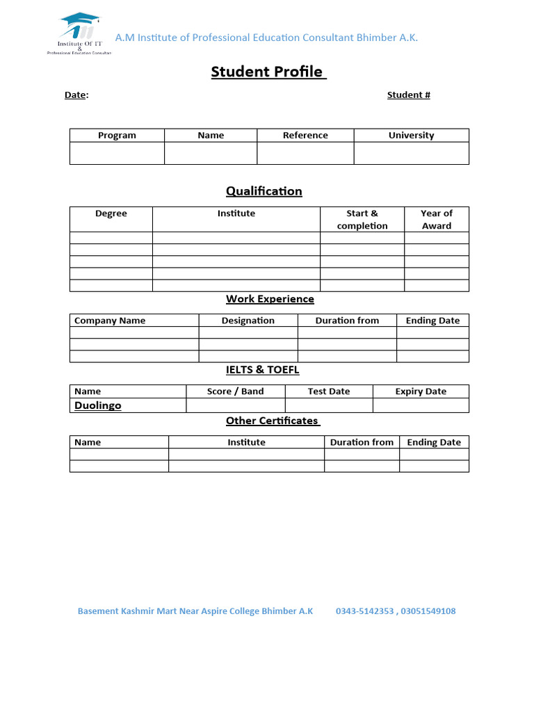 Student Profile Form | PDF