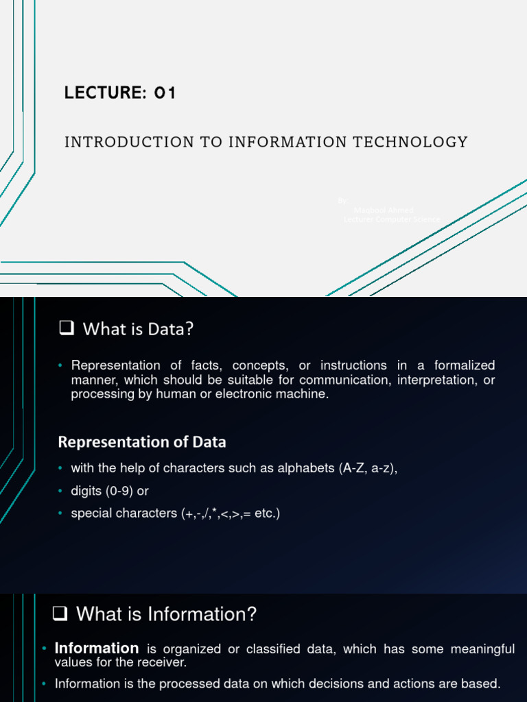 LEC-1 Introduction To Information Technology | PDF | Information | Information Technology