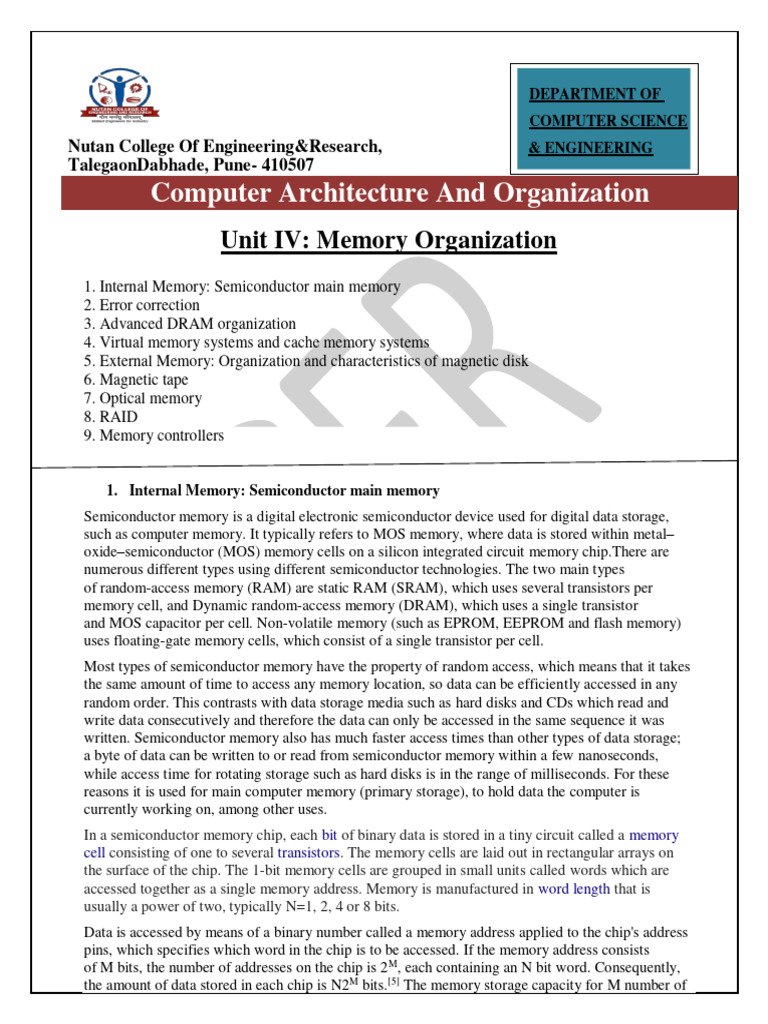 Unit 4 | PDF | Random Access Memory | Computer Data Storage