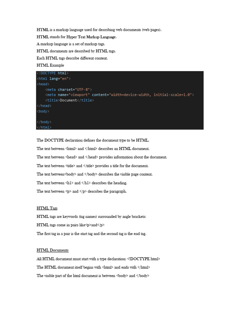 Understanding HTML Structure and Tags | PDF