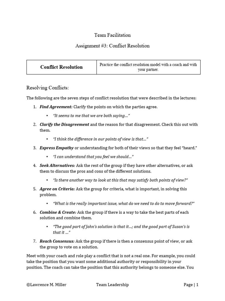 Seven Steps of Conflict Resolution | PDF | Conflict Resolution | Social ...