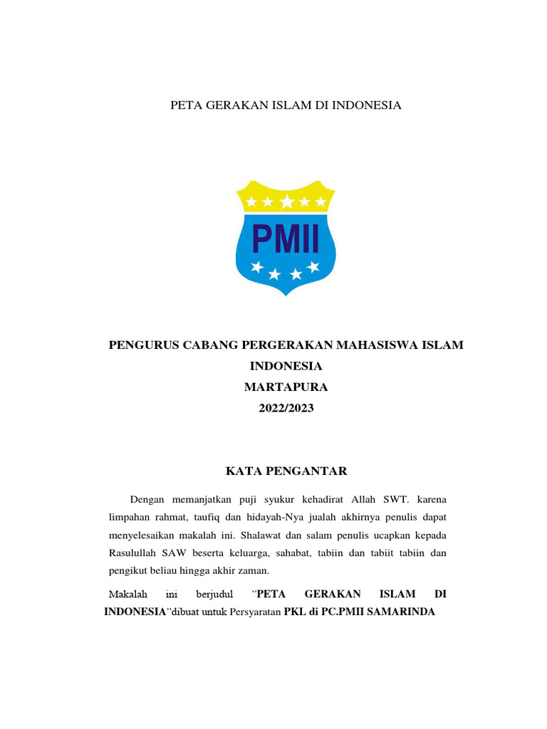 Makalah Peta Gerakan Islam Di Indonesia Pmii | PDF