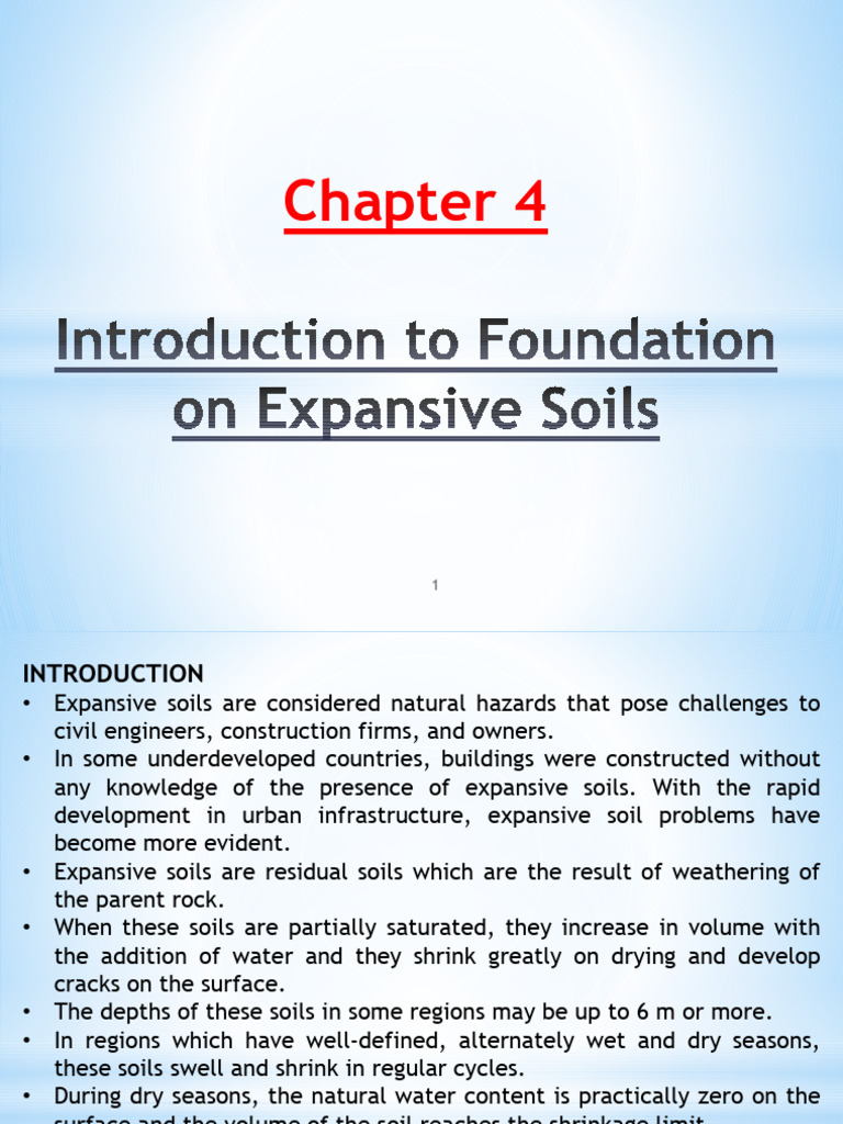 Chapter 4- Expansive soil | PDF | Clay | Soil