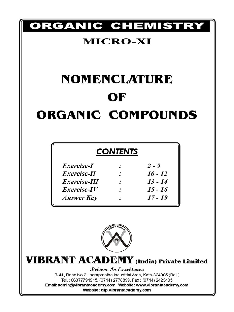 IUPAC Nomenclature Exercises and Answers | PDF | Methyl Group | Acid