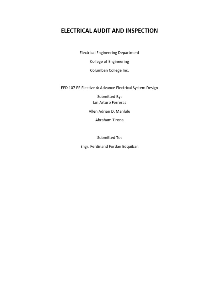 Electrical Audit and Inspection | PDF