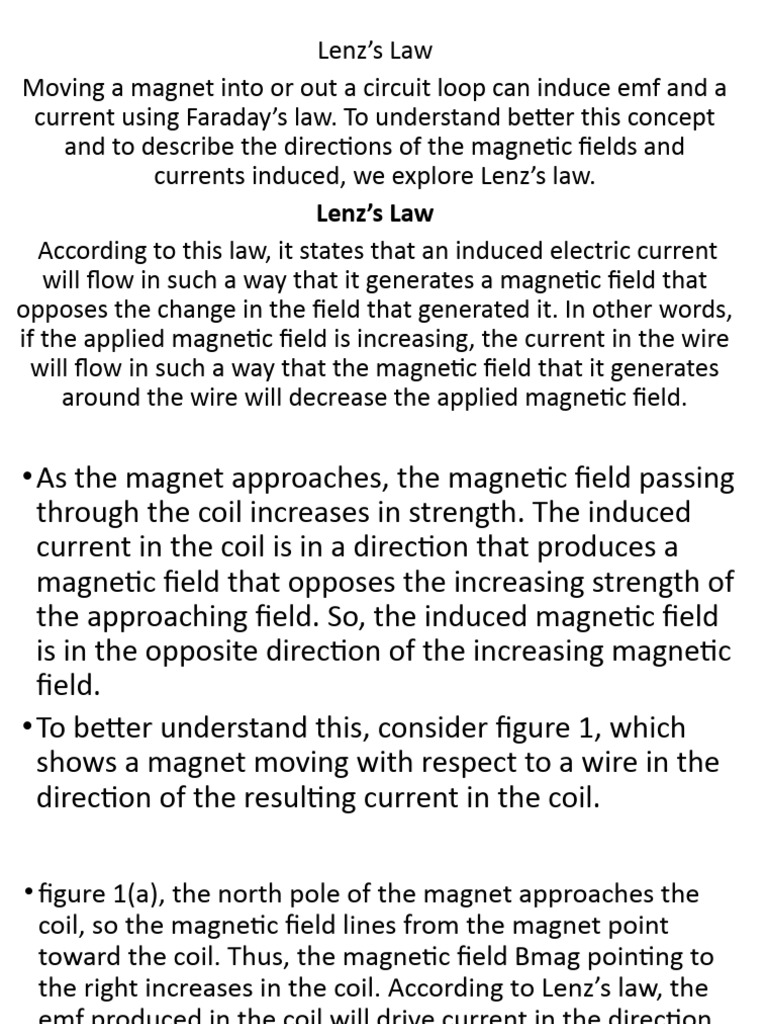 Lenz Law 1 | PDF | Electromagnetic Induction | Magnetic Field