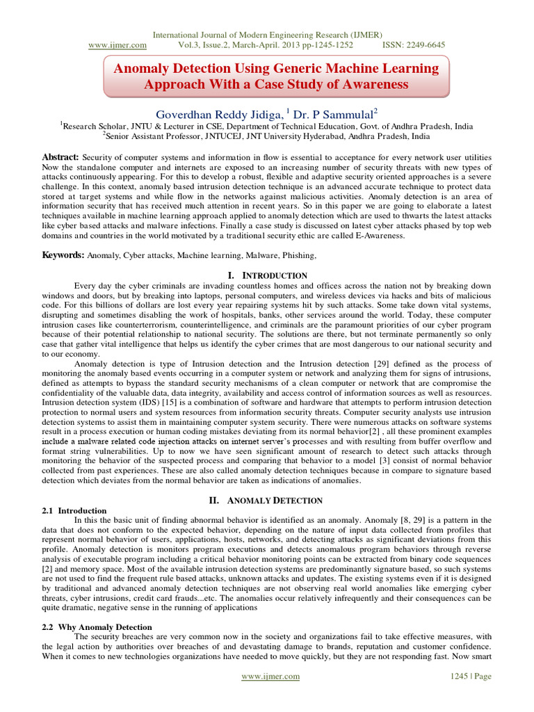 Anomaly Detection Using Generic Machine | PDF | Security | Computer Security